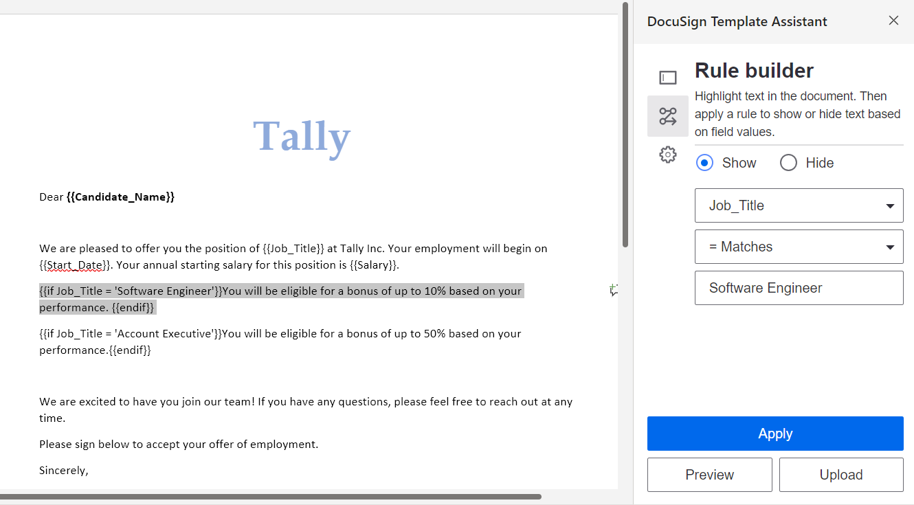 Add a Rule to Show Conditional Content