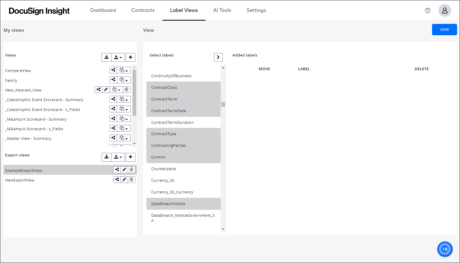 Create New Export Views and Add Labels (Option 1)