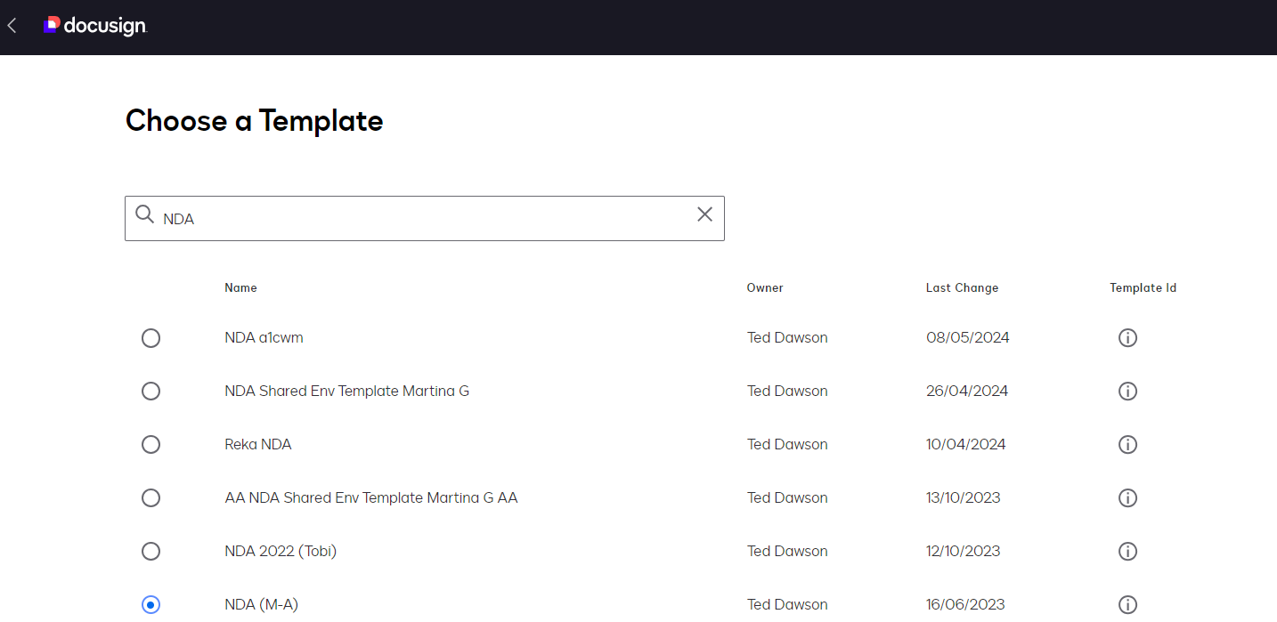 Use a Docusign Template