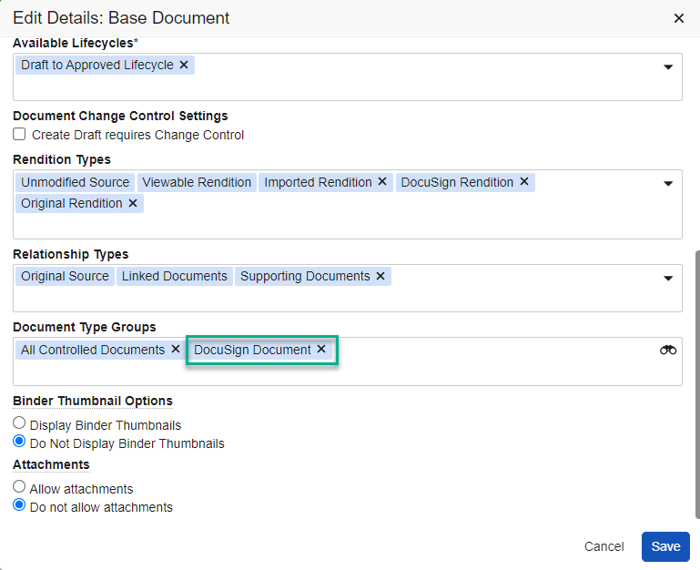 Step 7: Add a New Document Type Group to Document Types