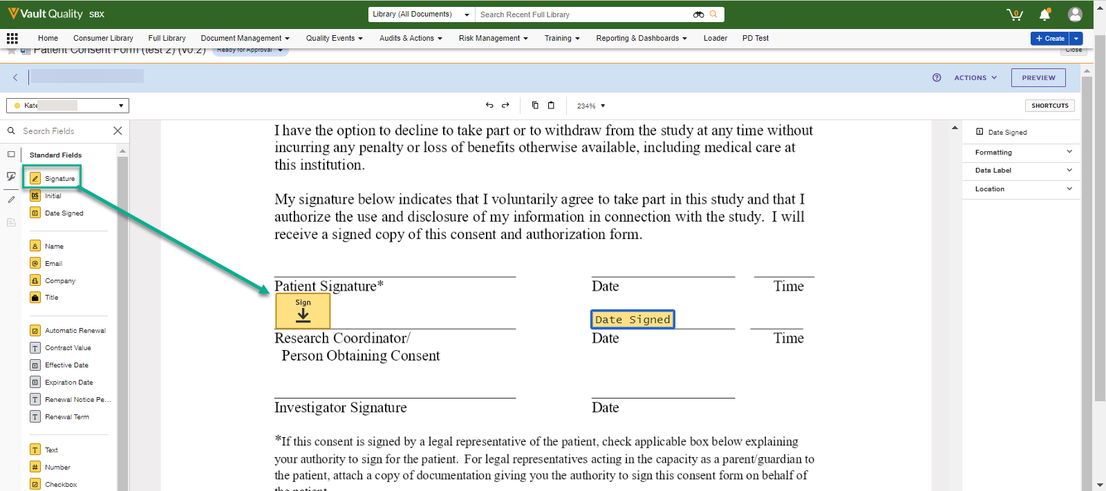 Request Signatures From Veeva QualityDocs