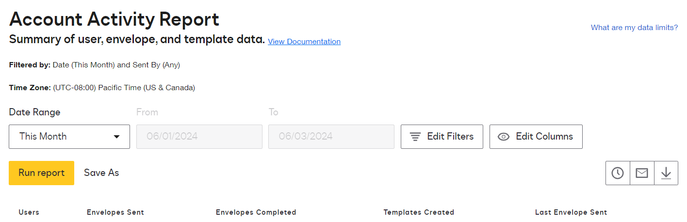 Account Activity Report