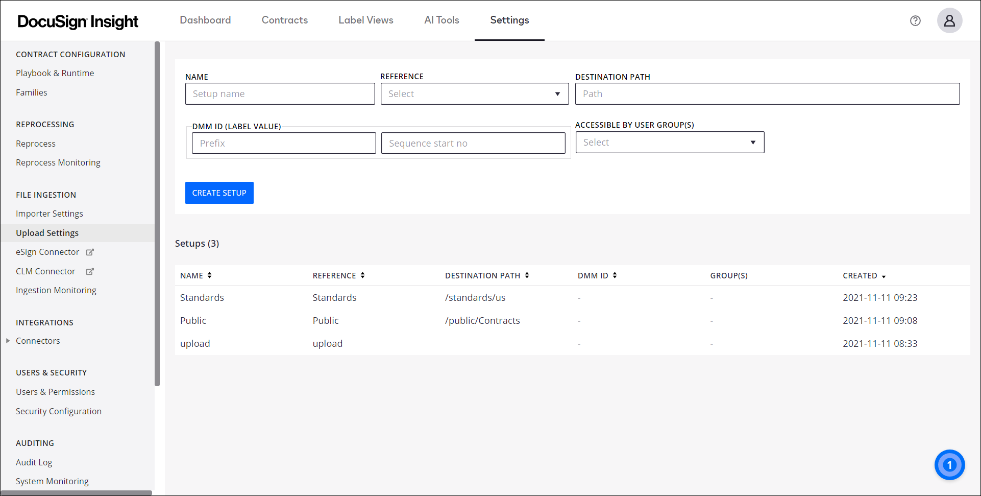 Configure New Contract Upload Setups to Enable End Users to Upload Contracts to Insight