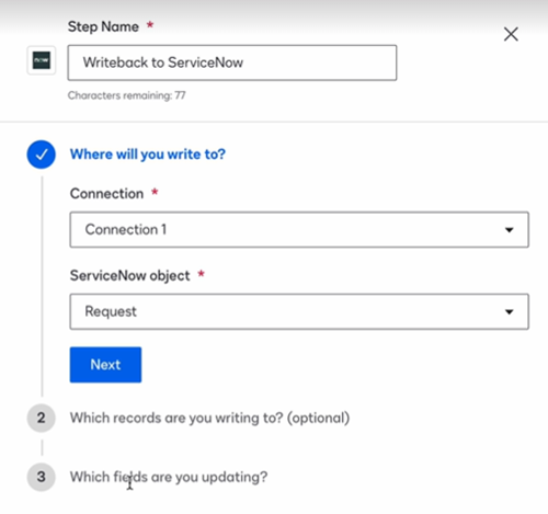 Create the ServiceNow App Writeback Step