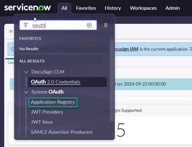 Set Up the Docusign App Center ServiceNow Instance, Step 2: Generate a New Client Secret for OAuth