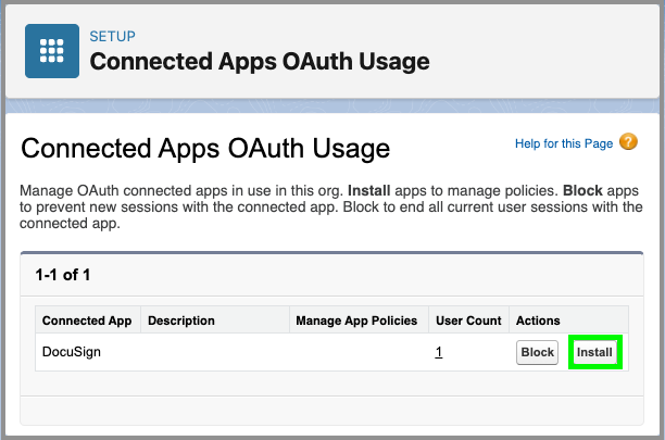 Install and Configure the Docusign Connected App