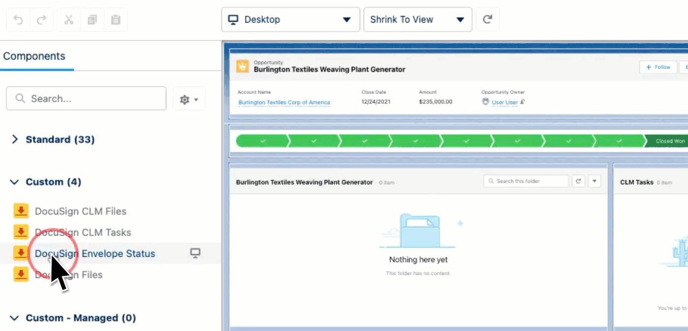Add the Envelope Status Component to a Salesforce Layout