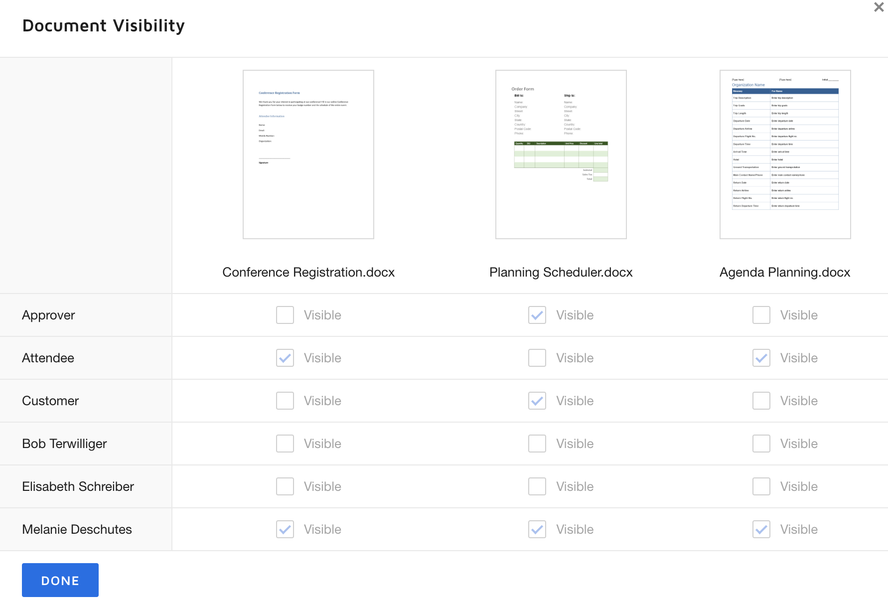 Set Document Visibility
