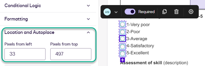 Check and Set Field Location
