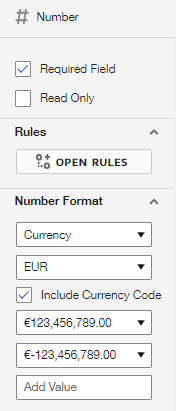 Use Number Fields to Enforce Numeric and Currency Formatting