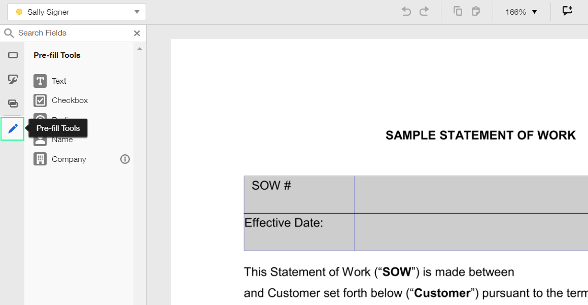 Pre-fill Document Fields