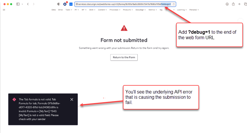 Resolve the "Form not submitted" Error