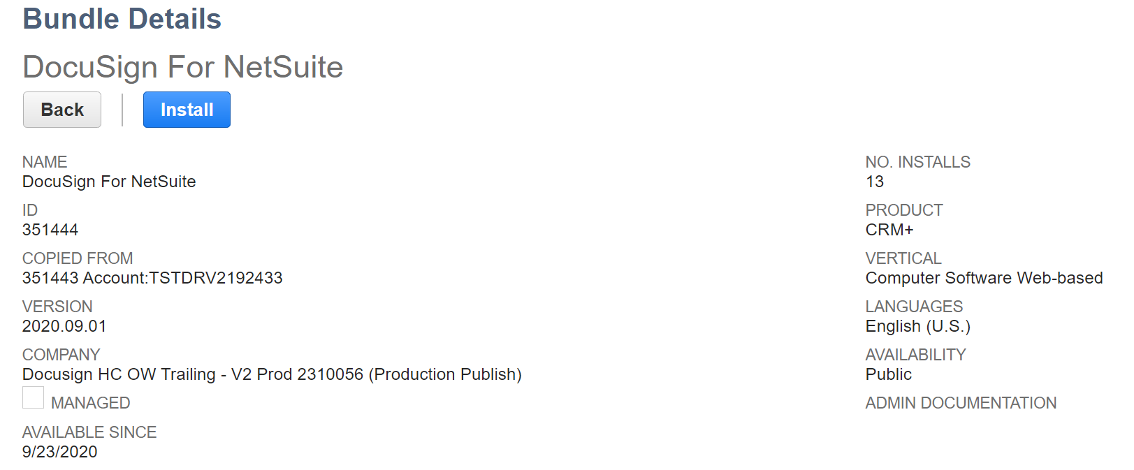 Install DocuSign for NetSuite