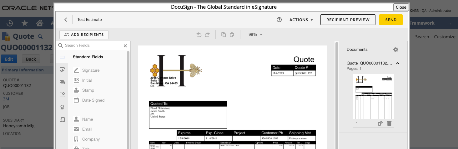 Send Documents for Signature