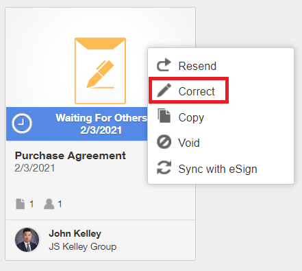 Correct an Envelope in Docusign Rooms
