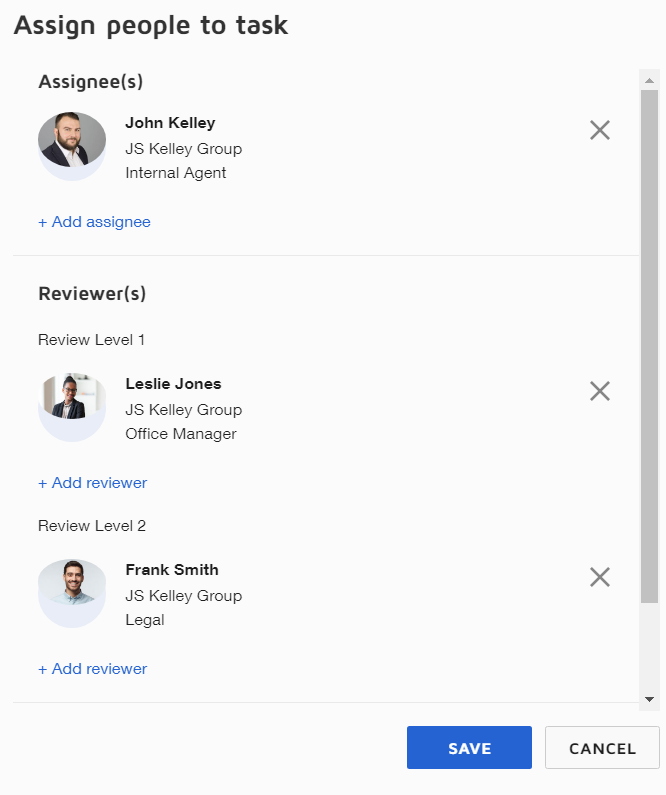 Task Details, Documents, People, and Reminders