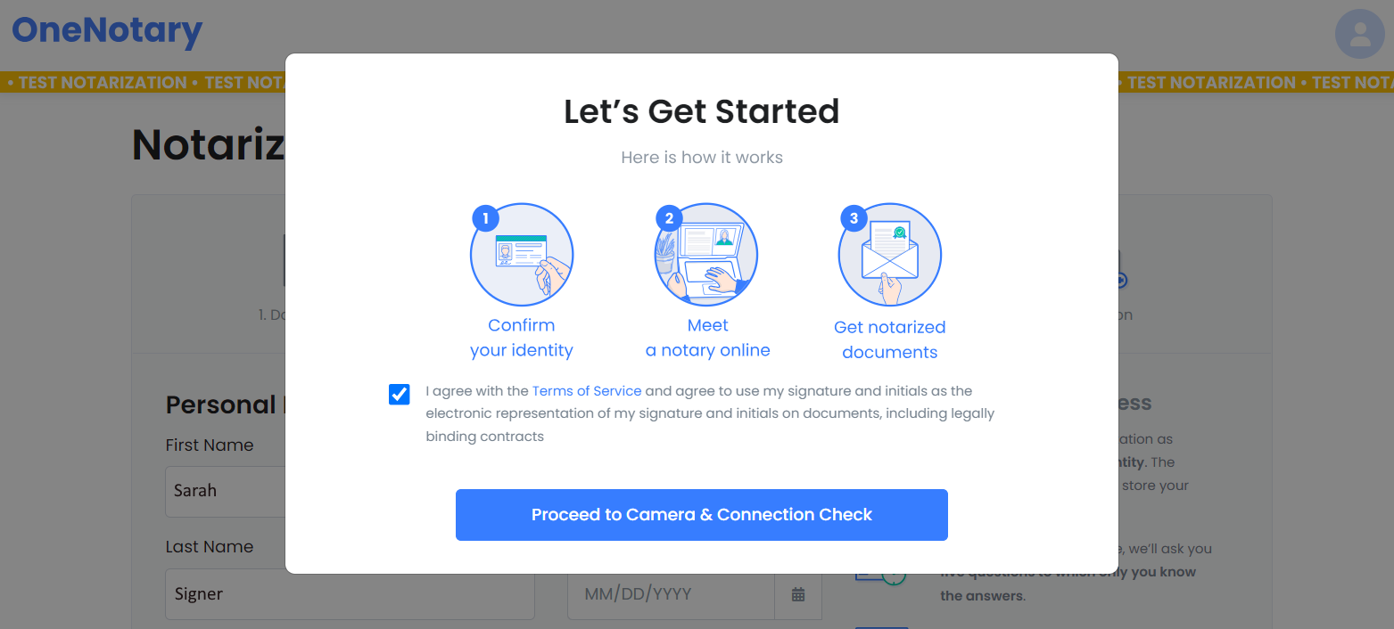 Step 1: Request an On-Demand Notary Session