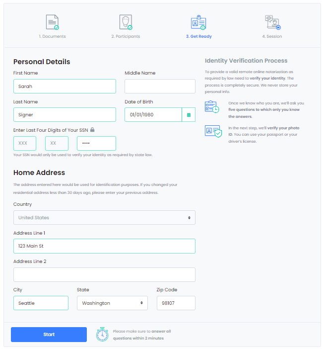 Step 1: Request an On-Demand Notary Session