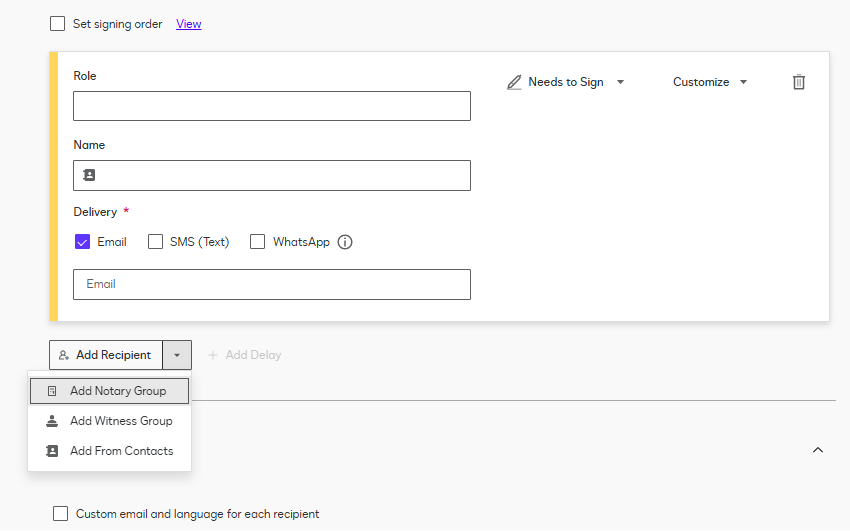 Step 2: Add Roles for the Recipients