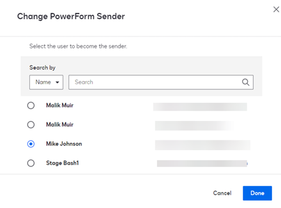 Change the PowerForm Sender