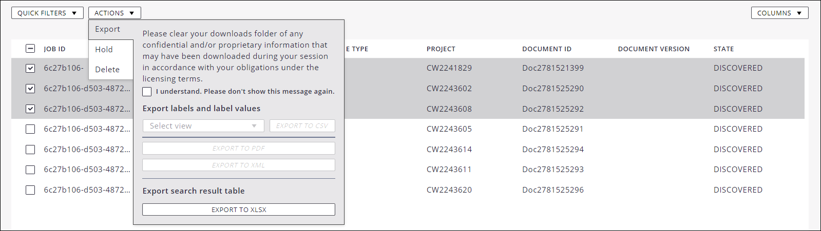 Use the Actions Menu from the All Contracts Table of the Insight ...