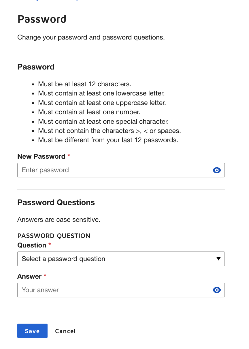 Change Your Password or Password Question