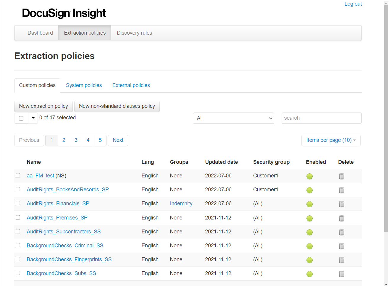 Assign Analytics Objects (Policies, Contract Standards) to a Security Group