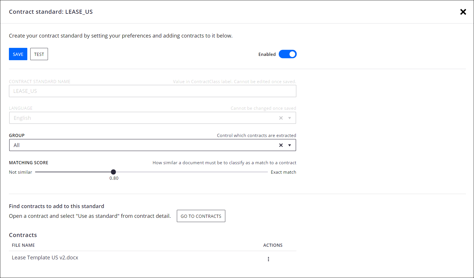 Security Group Settings for Extraction Policies and Contract Standards