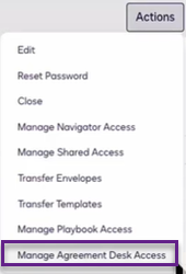 Turn on Agreement Desk for Specific Users