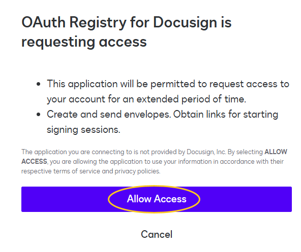 Grant Consent to Access Docusign Capabilities in NetSuite