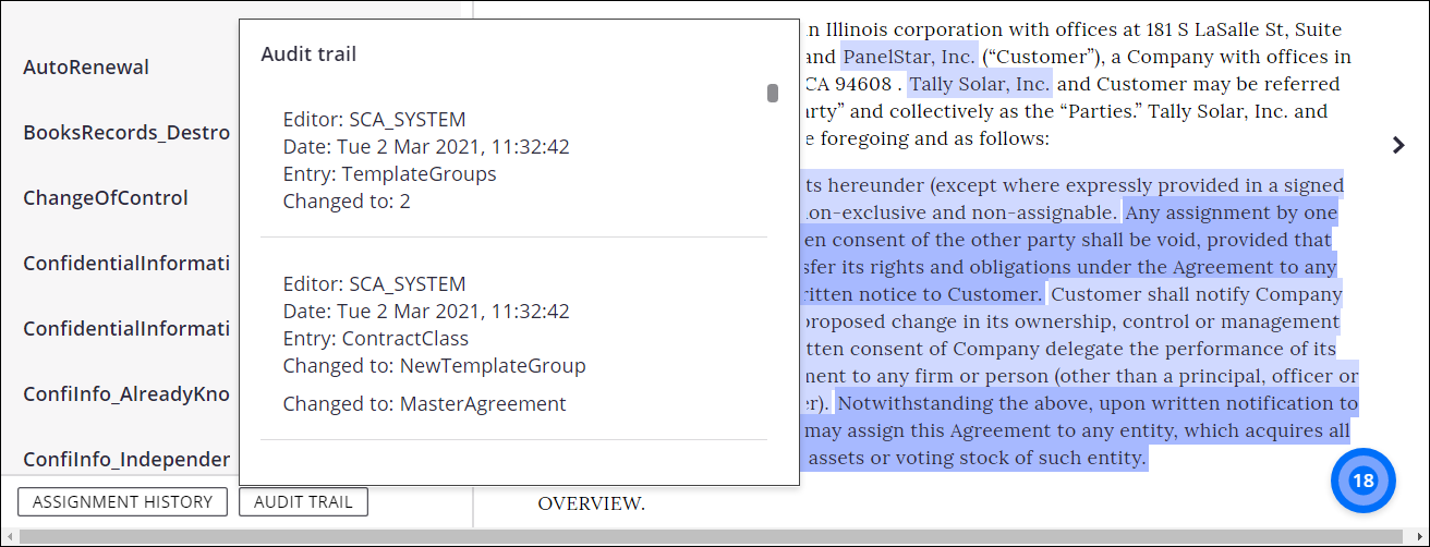 View a Contract's Audit Trail