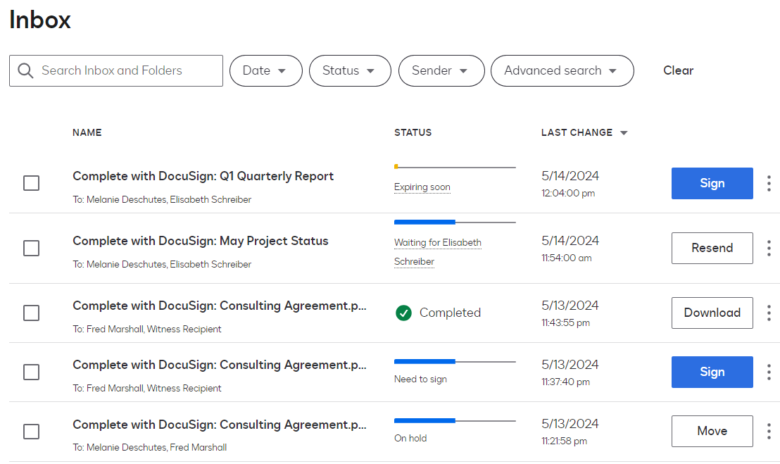 Options for Viewing Envelope Information
