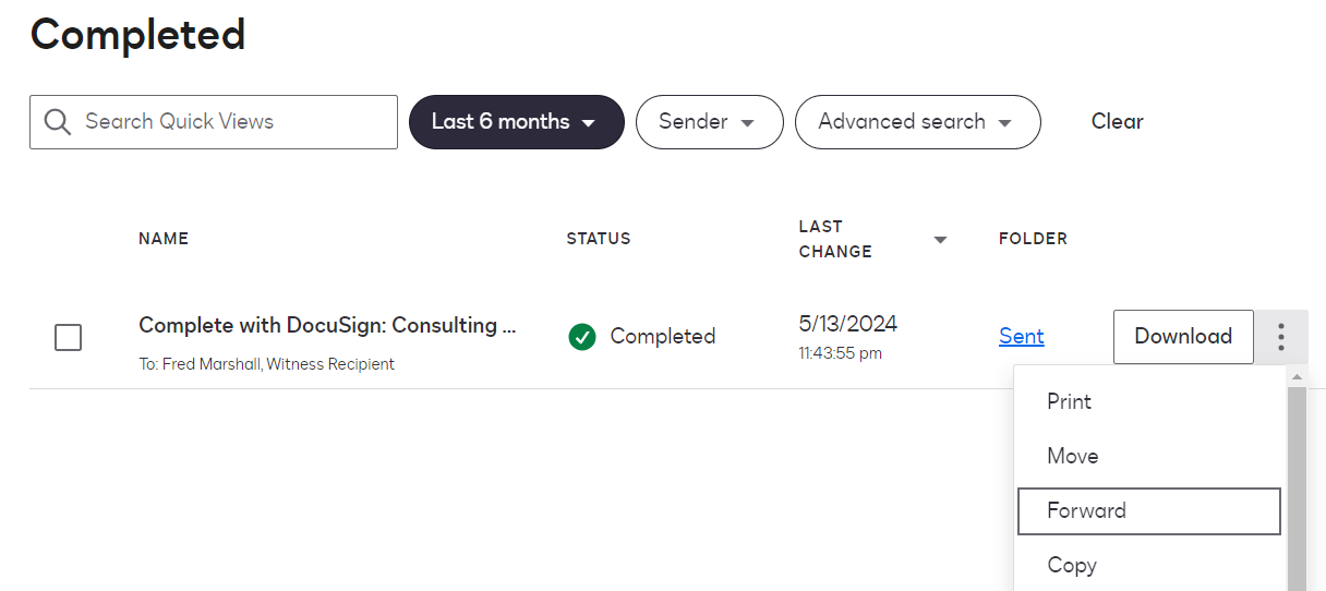 Forward a Completed Envelope