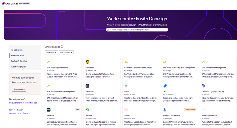 Access Docusign Apps