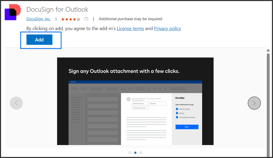 Install DocuSign for Outlook
