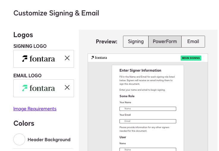 Add a Signing Brand for Recipients