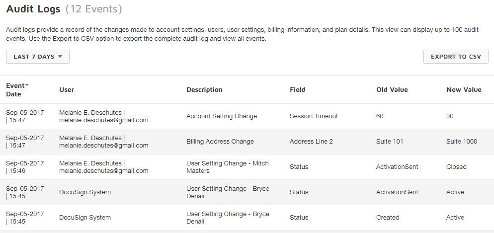 View and Export the Audit Logs