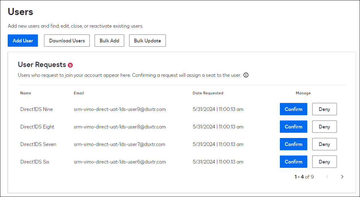 Review Seat Requests From Users