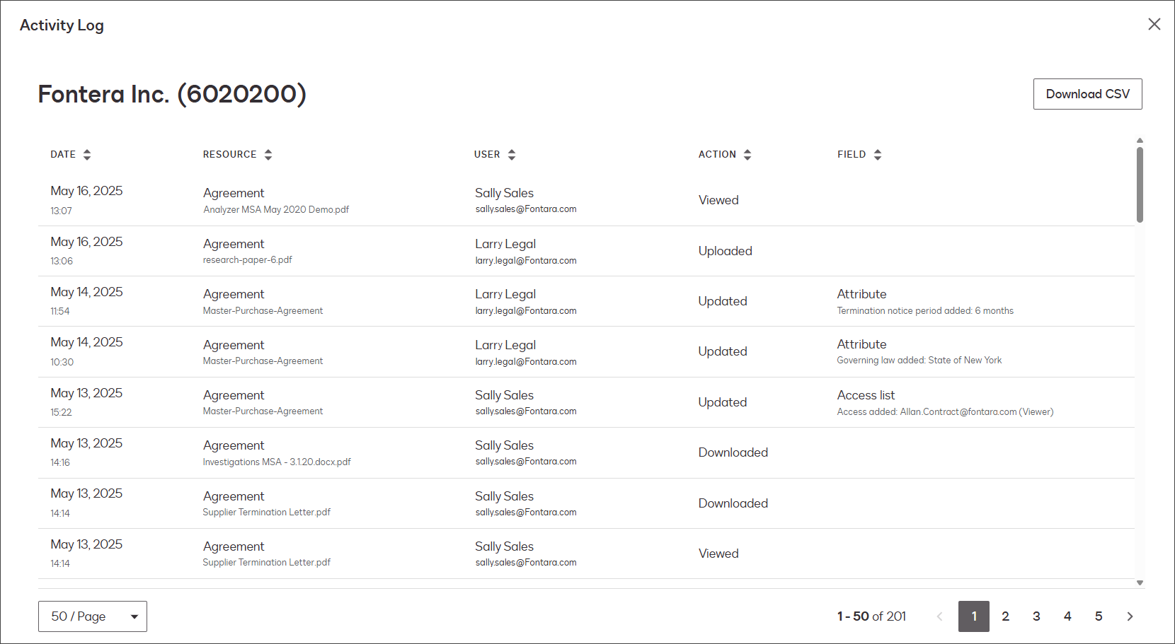 Navigator Activity Logs