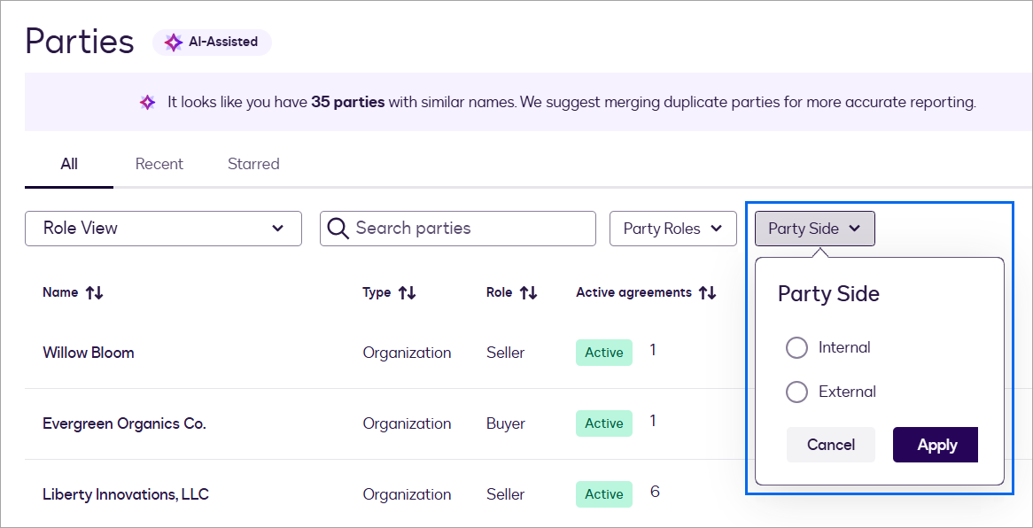 Duplicate Party Management