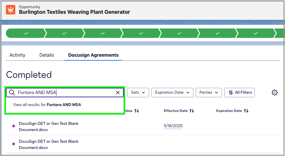 Learn About Searching for Agreements with Navigator for Salesforce