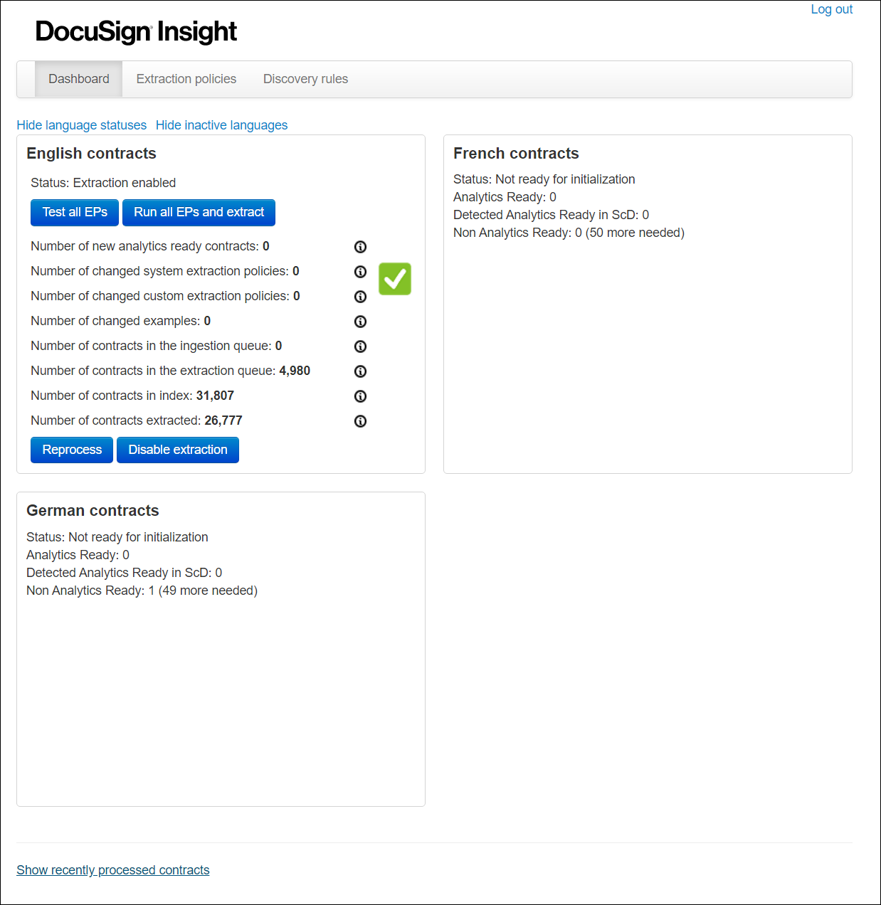 Initialization of Supported Languages Detected by DocuSign Insight