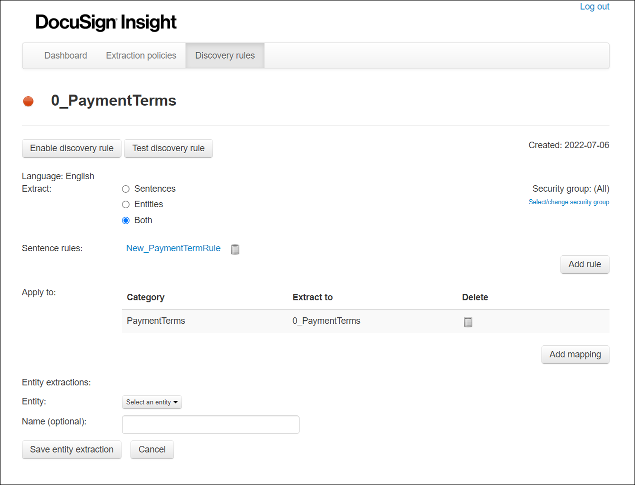 Define Sentence Rules, Mapping, and Entity Extractions to Define ...