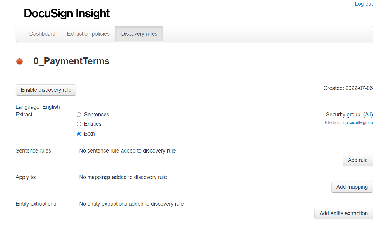 Define Sentence Rules, Mapping, and Entity Extractions to Define Discovery Rules