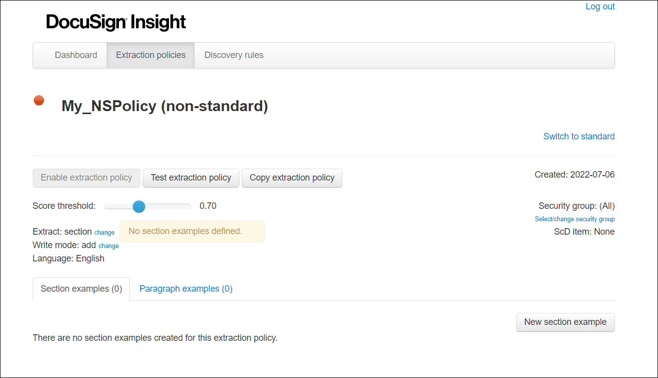 Switch between Non-Standard and Standard Policy Views to Review the Non-Standard Mirror Policy
