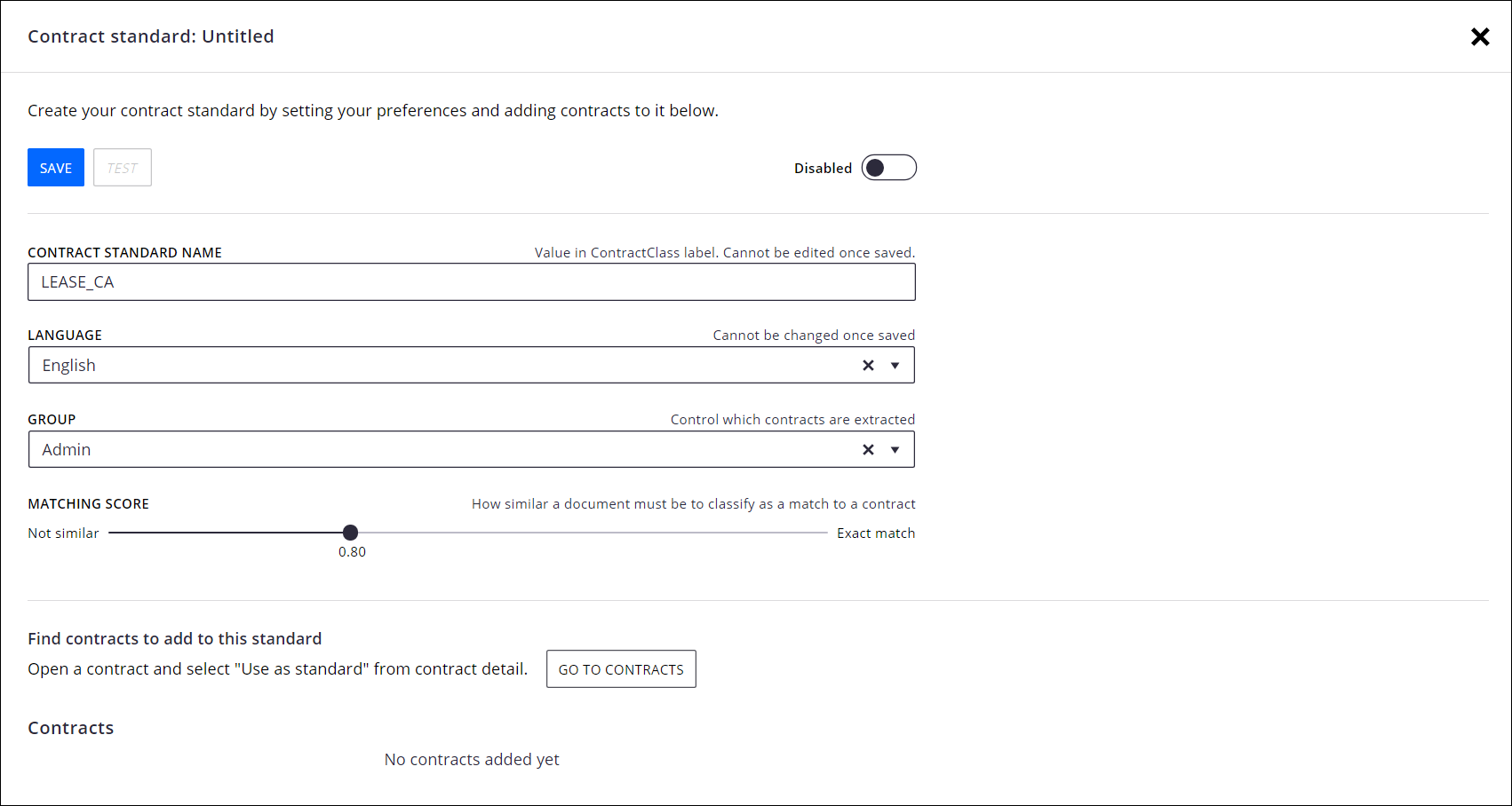Configure New Contract Standards to Classify and Compare Contracts
