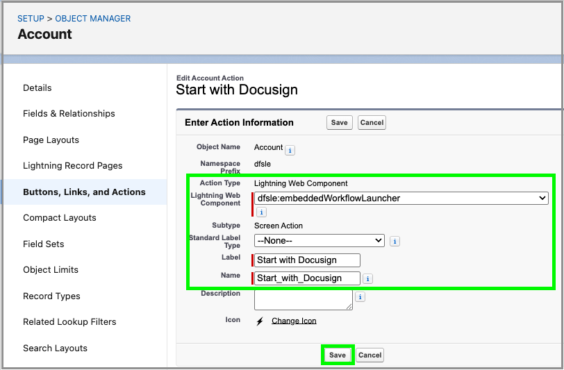 Build a Start with Docusign Action