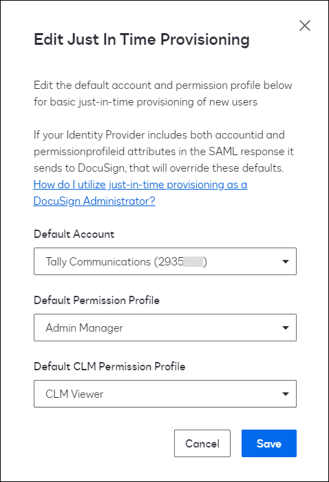 Edit the Default Account and Permission Profile
