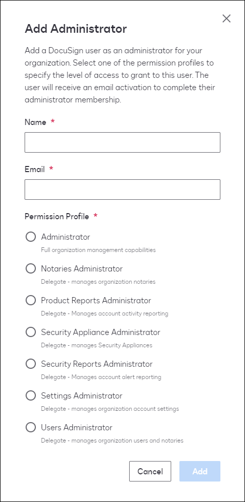 Add an Organization Administrator