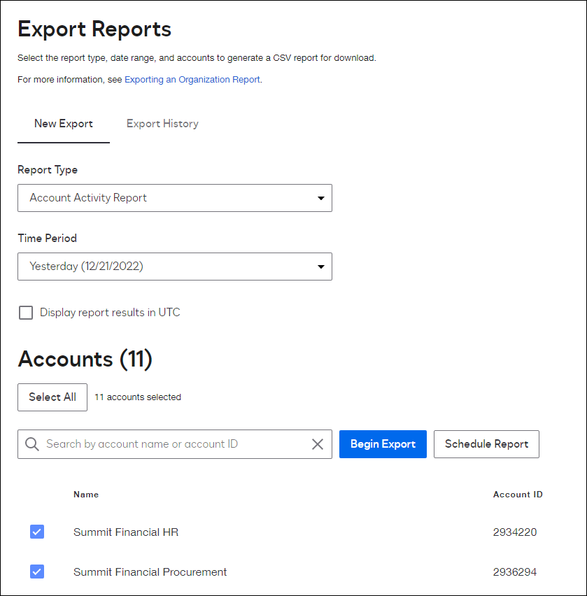 Export an Organization Report